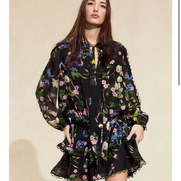 Cynthia Rowley | Dresses | Cynthia Rowley Black Floral Mini Dress ...